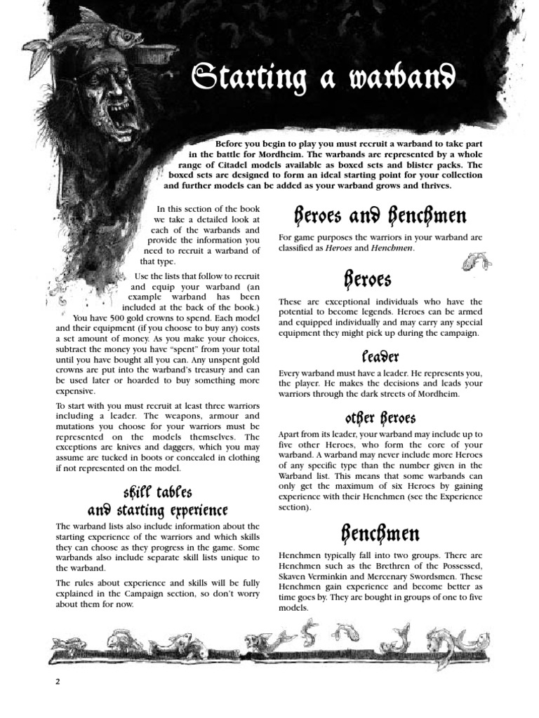 Mordheim Rulebook Part 2 - Warbands | PDF | Armed Conflict