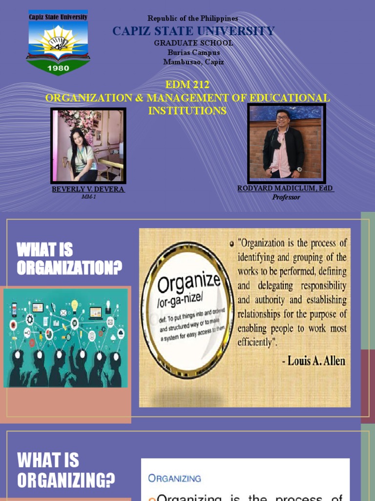 Organizing As A Management Process Beverly B. Velado | PDF | Psychology | Motivational