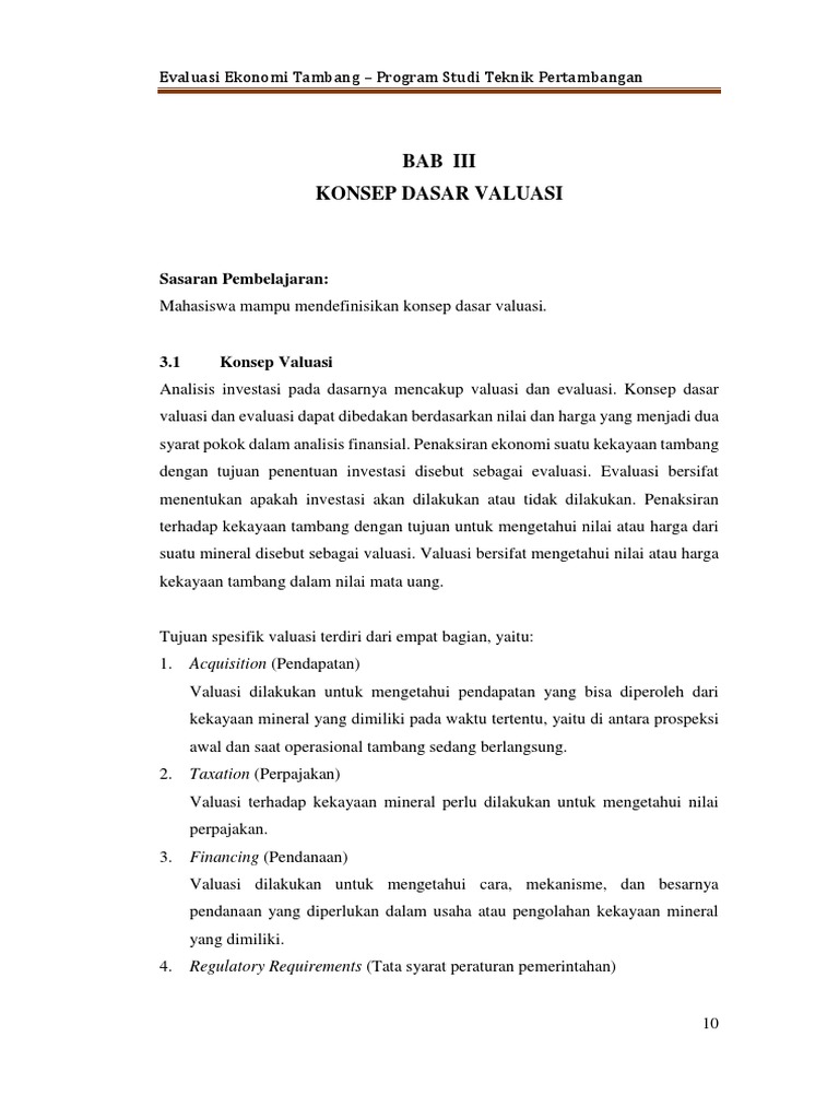 BAB III Konsep Dasar Valuasi - EET | PDF