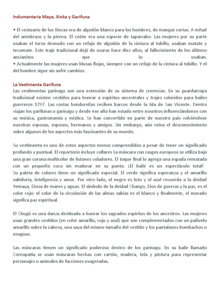 Indumentaria Maya, Xinca y Garifuna | PDF | Ropa