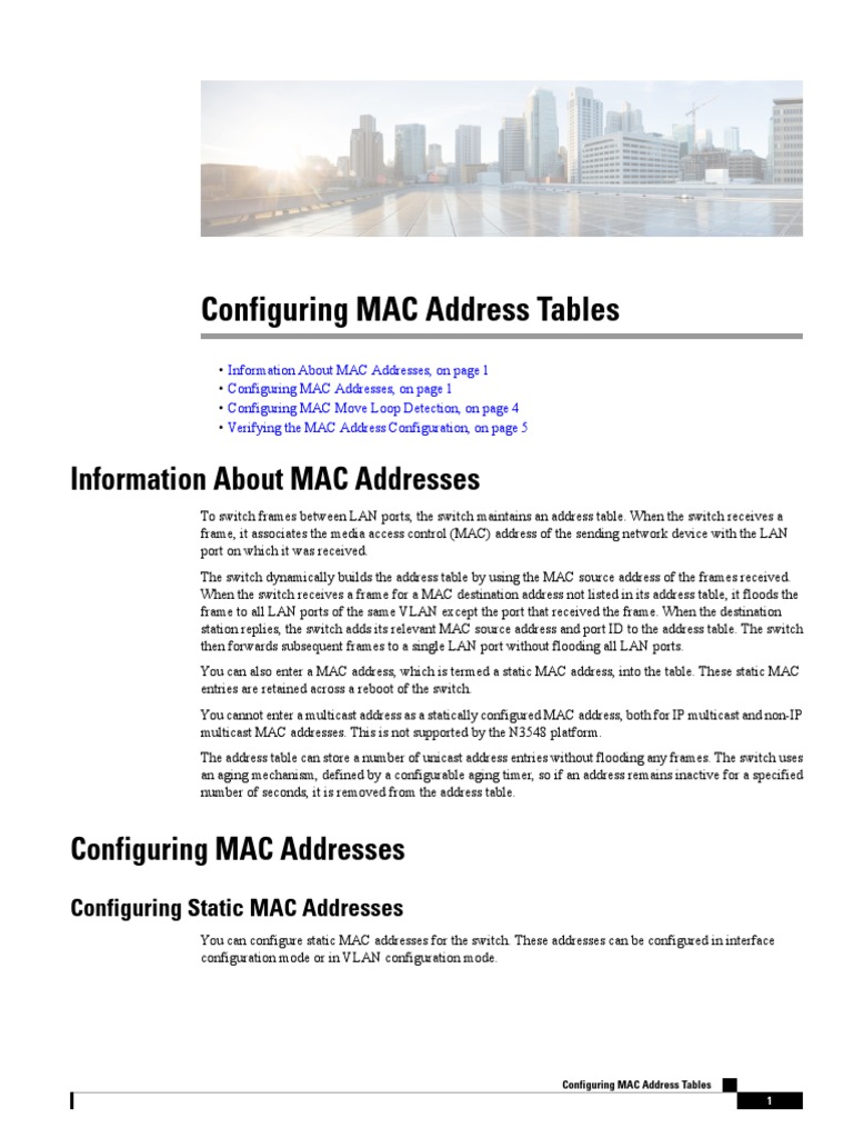 Configuring MAC Address Tables: Information About MAC Addresses | PDF ...