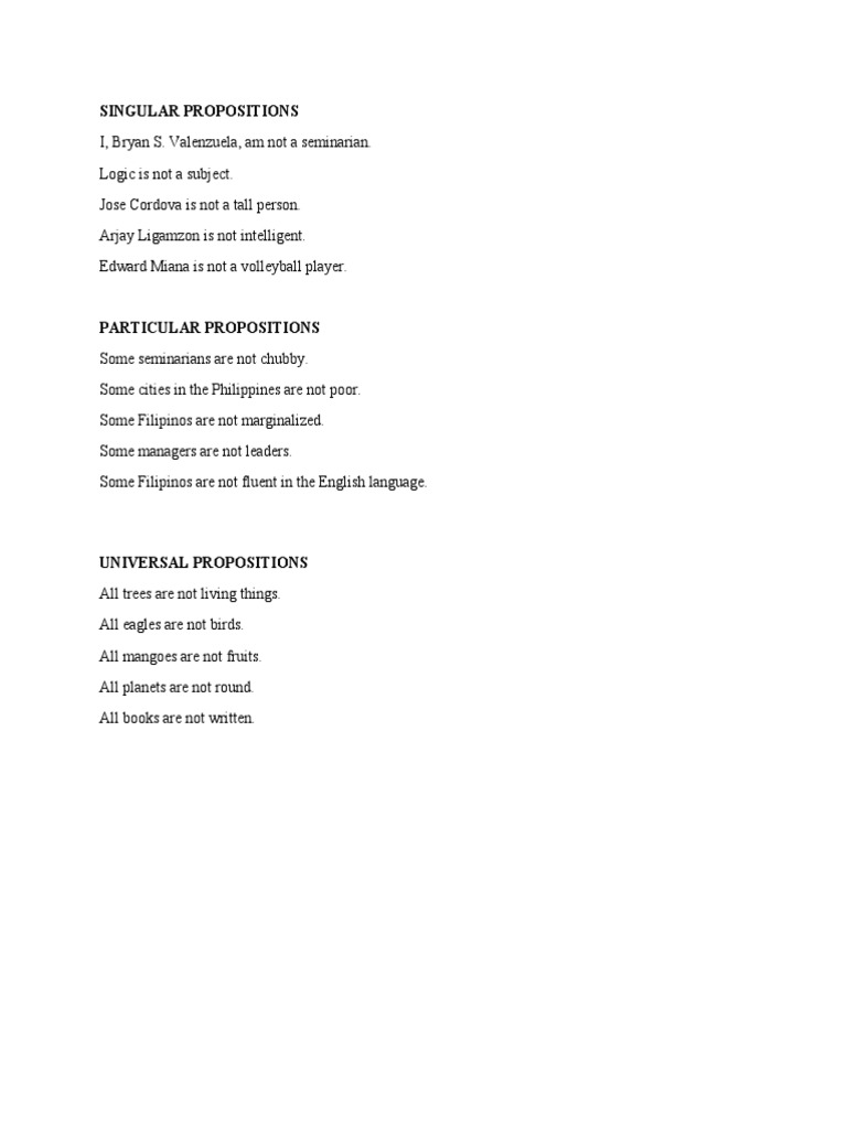 LOGIC - Negative Proposition | PDF | Social Science | General Fiction