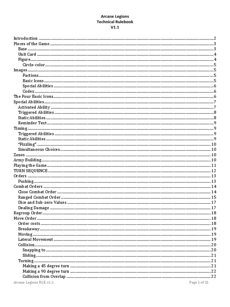 Arcane Legions Technical Rules v11 08022010 | PDF | Dice | Gaming