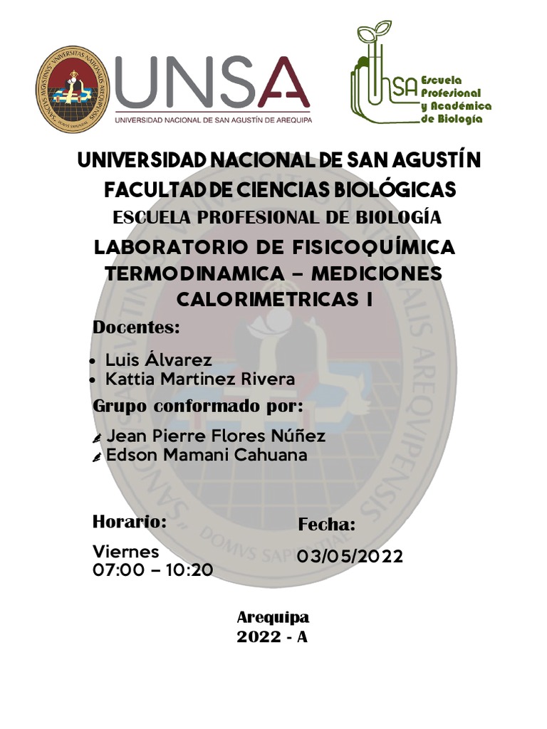 Reporte #05 - Grupo Viernes 7 Am - Termodinámica | PDF | Calor ...