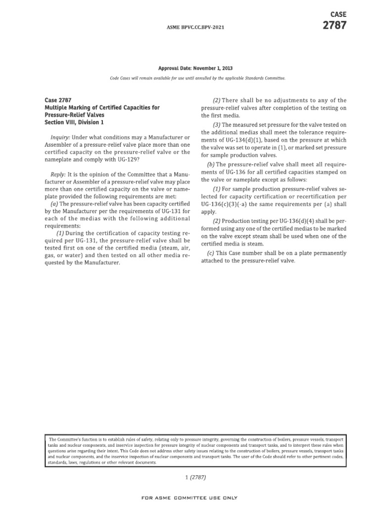 Code Case 2787 PRV Dual Certification | PDF