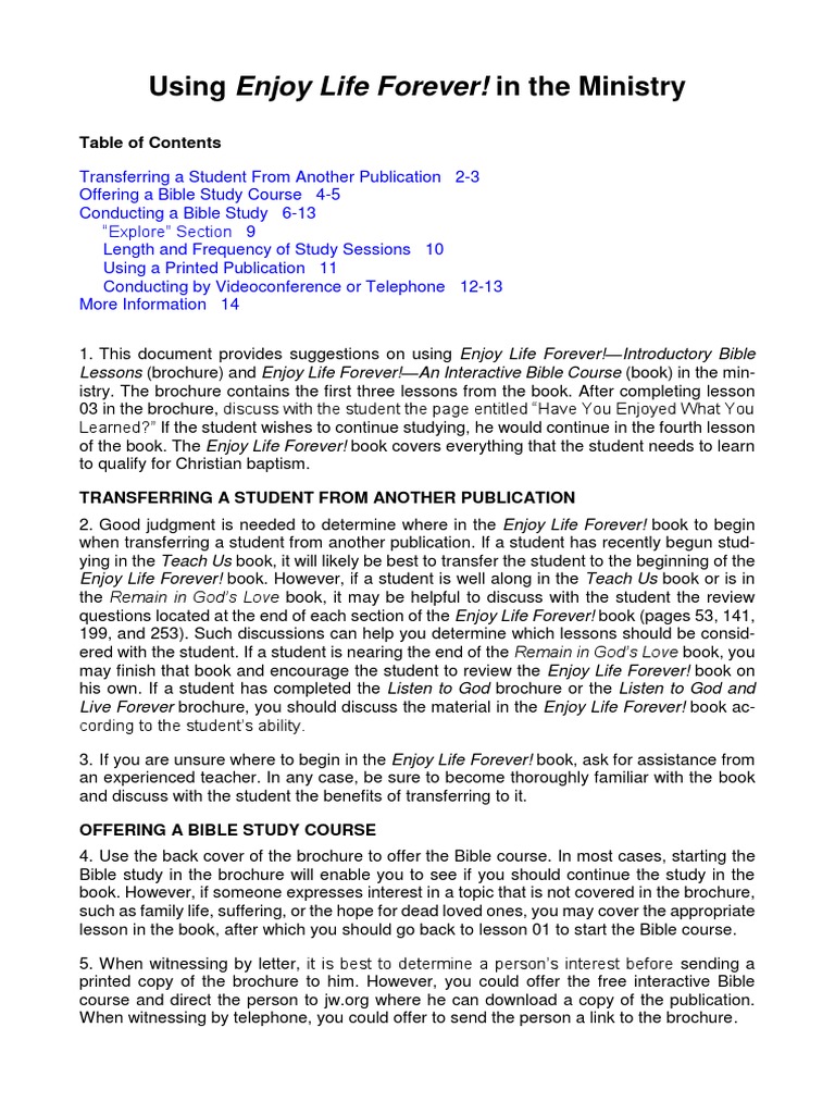 Using Enjoy Life Forever! in The Ministry | PDF | Videotelephony ...