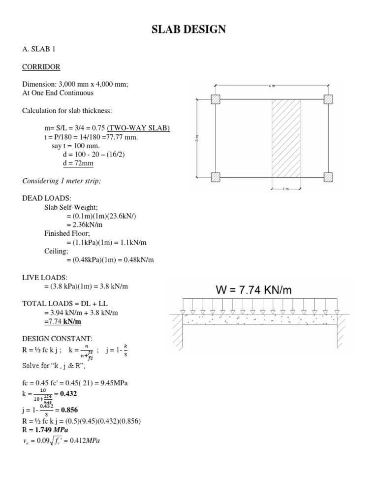 Slab Design: Considering 1 Meter Strip | PDF | Beam (Structure) | Wall