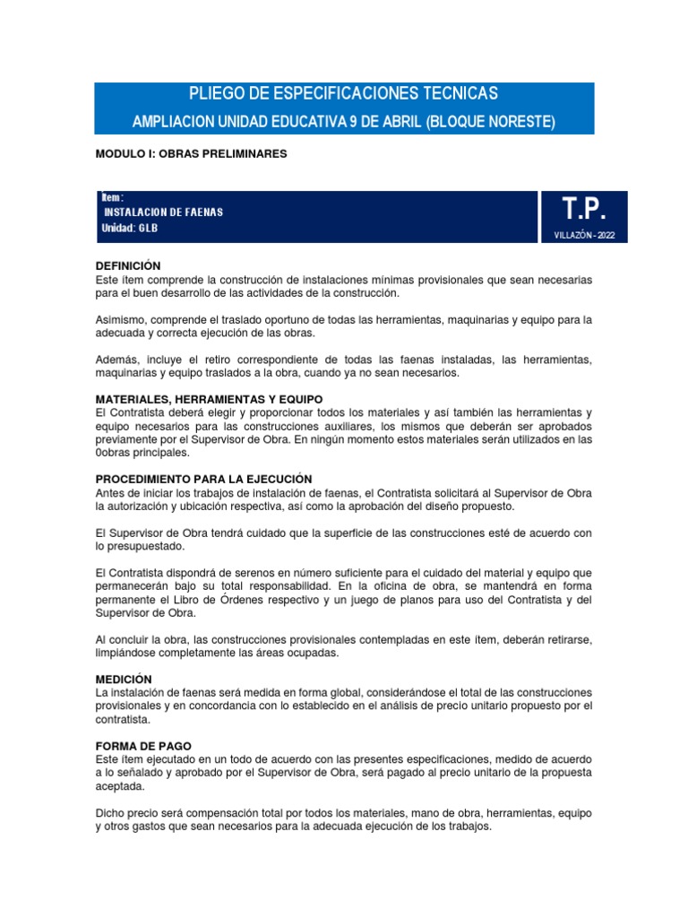 Pliego de Especificaciones Tecnicas | Descargar gratis PDF | Hormigón ... Pliego de Especificaciones Tecnicas | Descargar gratis PDF | Hormigón ...