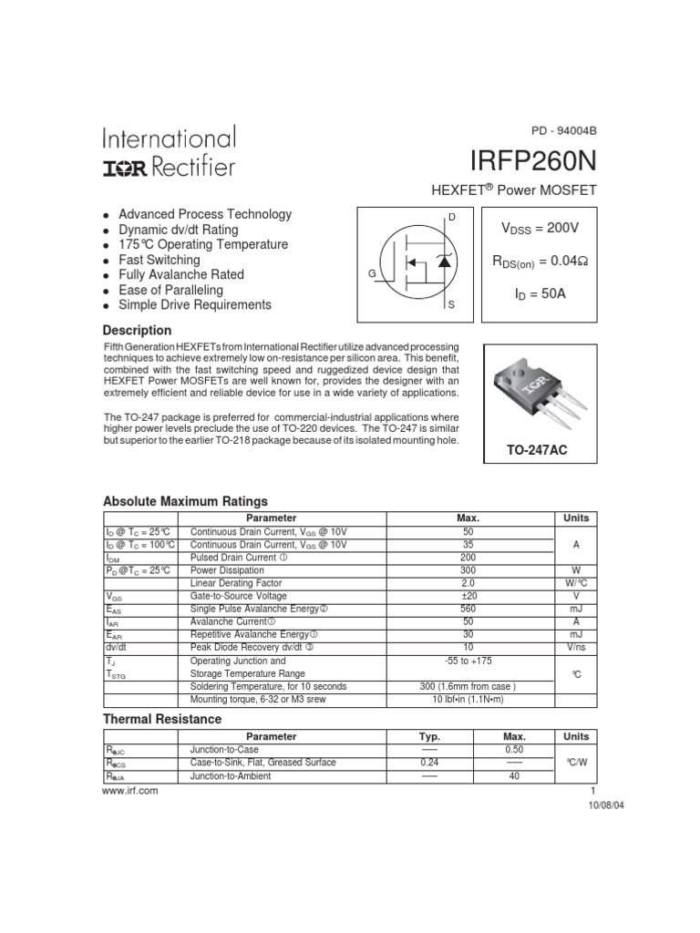 IRFP260N | PDF | Technology & Engineering