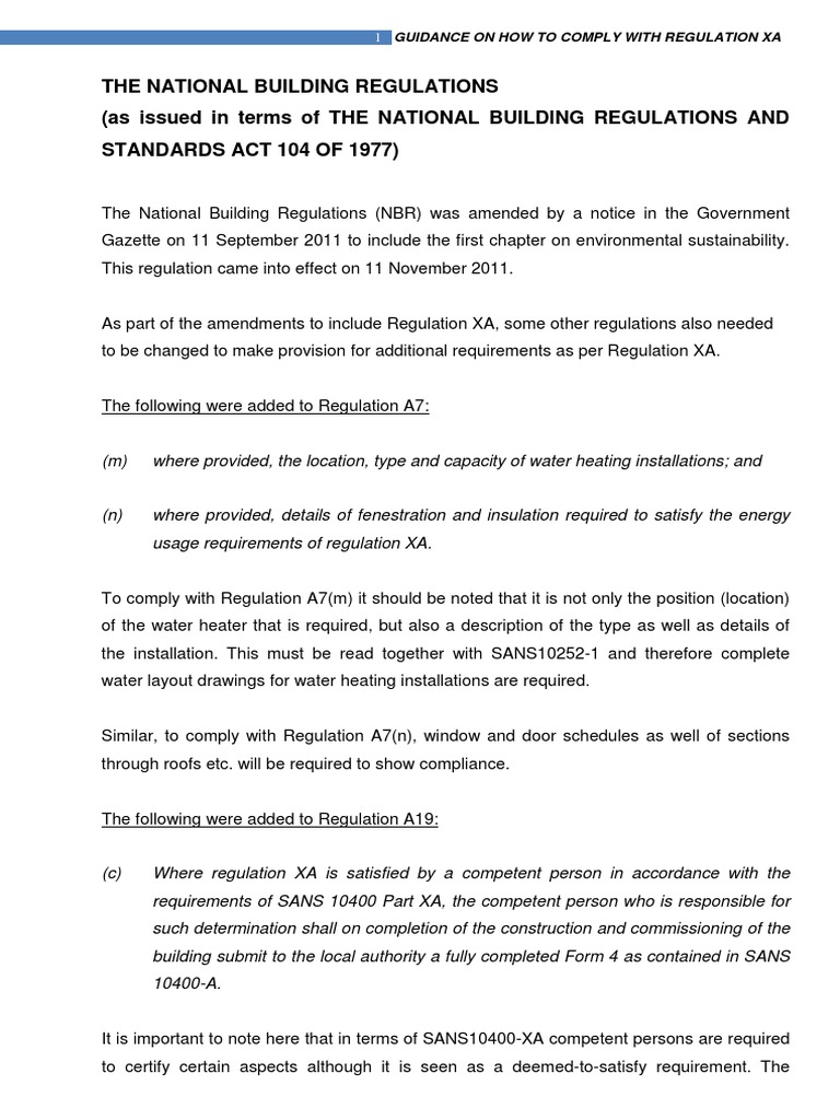 The National Building Regulations (As Issued in Terms of The National ...
