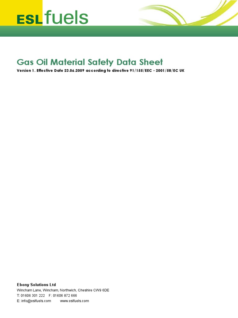 GAS OIL MSDS | PDF | Firefighting | Toxicity