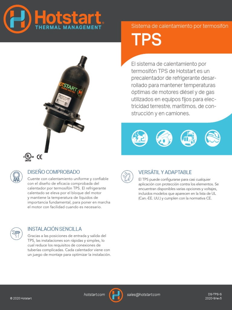 Hotstart Data Sheet TPS Engine Heater ES | PDF