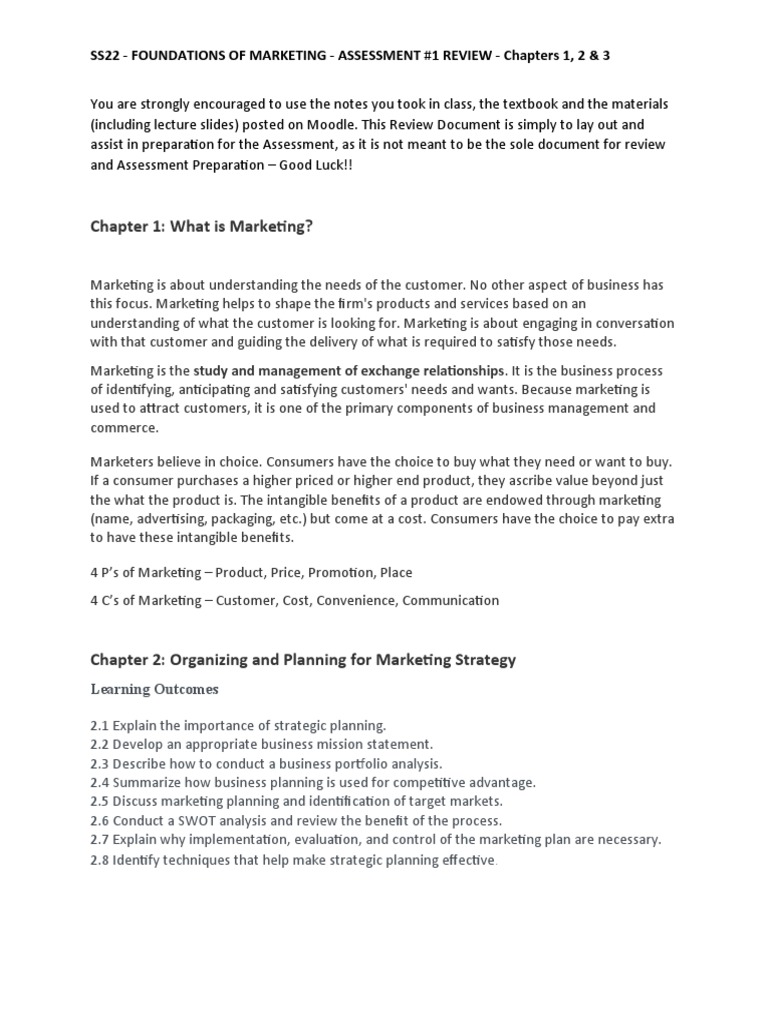 Marketing Foundations Assessment Review | PDF | Marketing | Swot Analysis