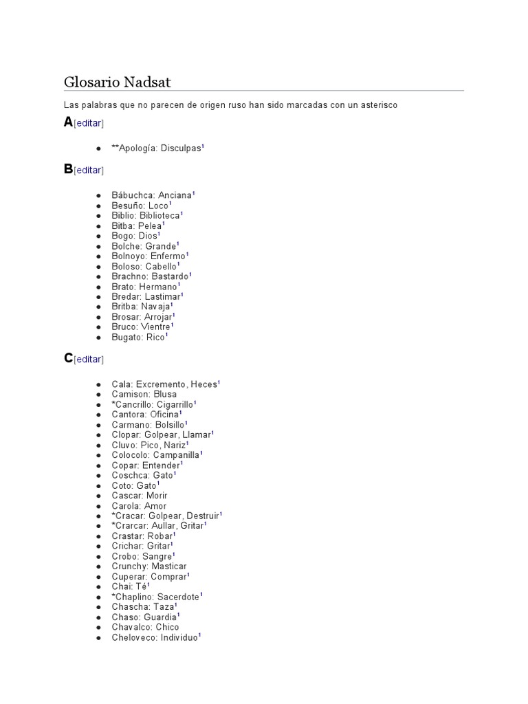 Glosario Nadsat | PDF
