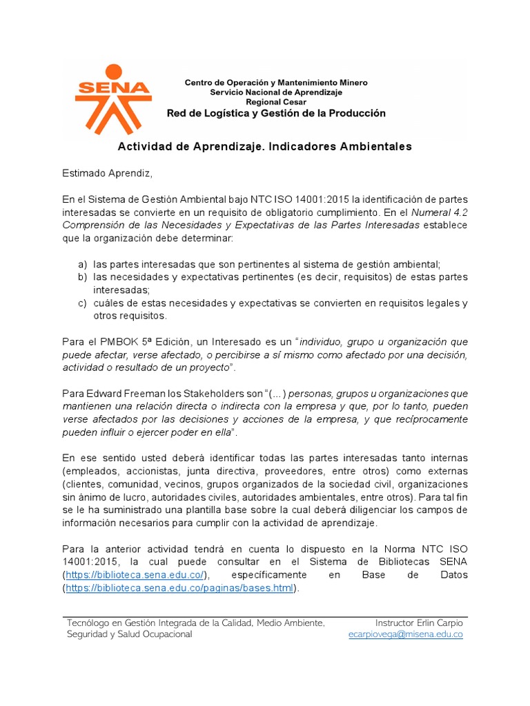Identificación de Partes Interesadas en ISO 14001 | PDF | Grupo de ...