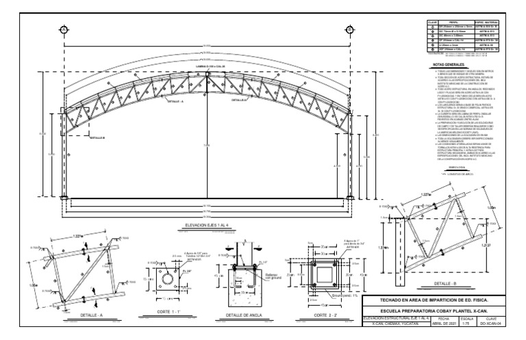 ELEVACION ESTRUCTURAL DOMO PARA CANCHA | PDF