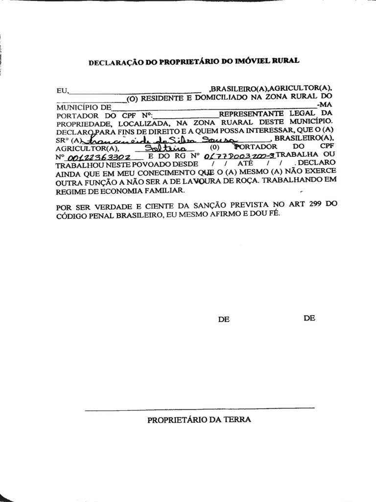 Declaração De Propriedade Pdf