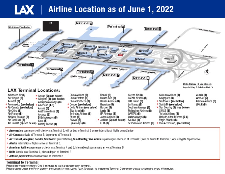 LAX Terminal Map and Airline Locations | PDF | Transport Companies ...