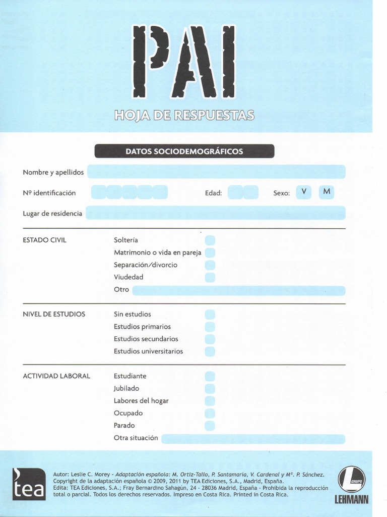 PAI - Hoja de Respuestas | PDF