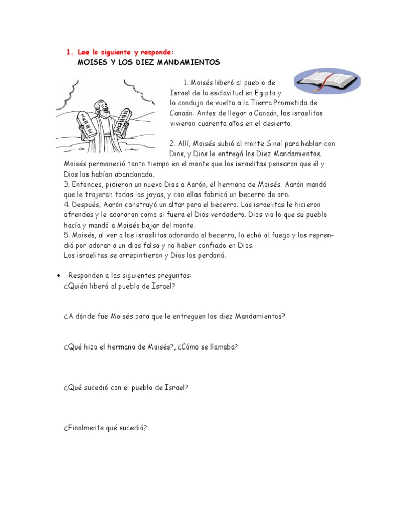 Ficha de Los Diez Mandamientos | PDF | Ciencias sociales | Historia