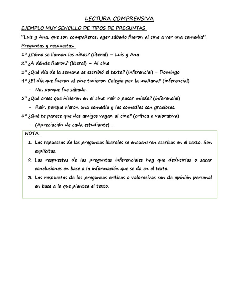 Lectura Comprensiva | PDF