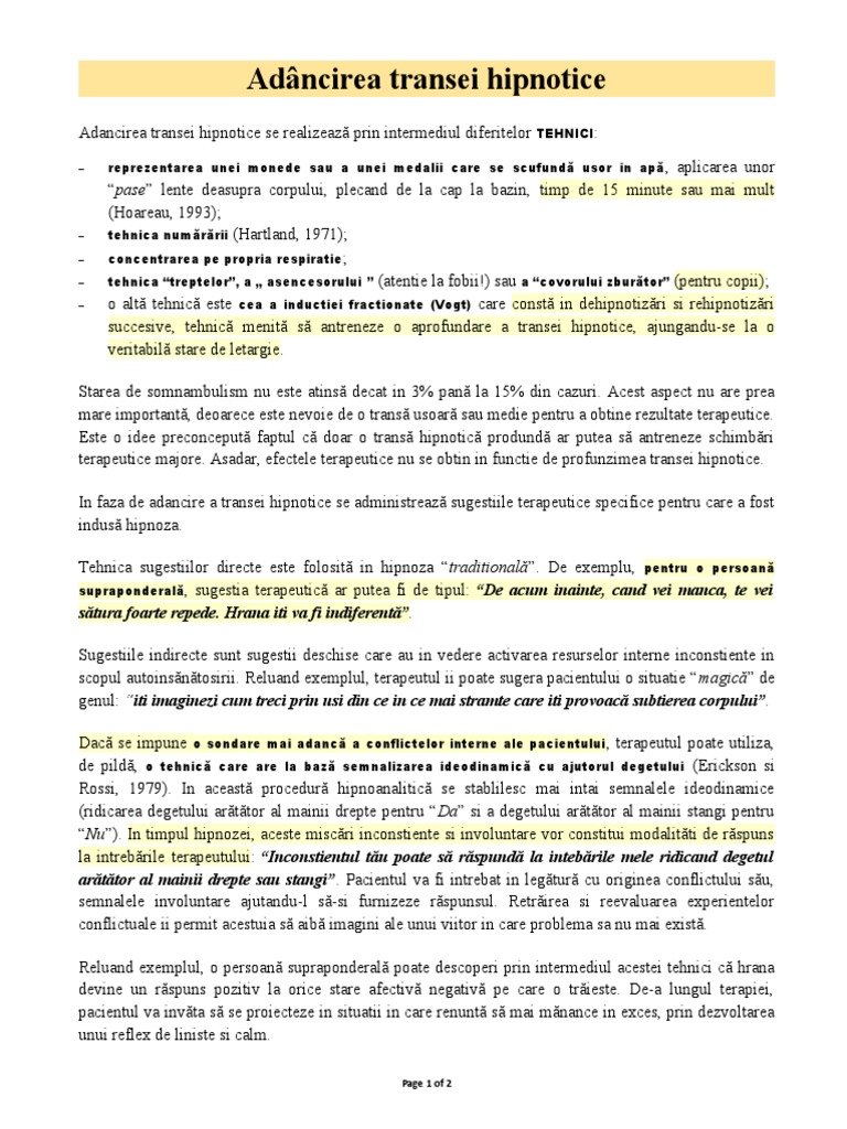 Adâncirea Transei Hipnotice | PDF