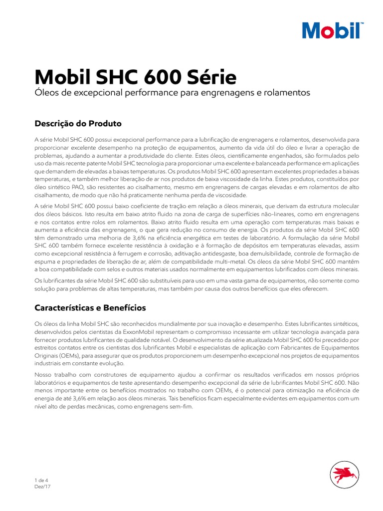 Mobil SHC 600 Serie | PDF | Ciências Físicas | Temperatura