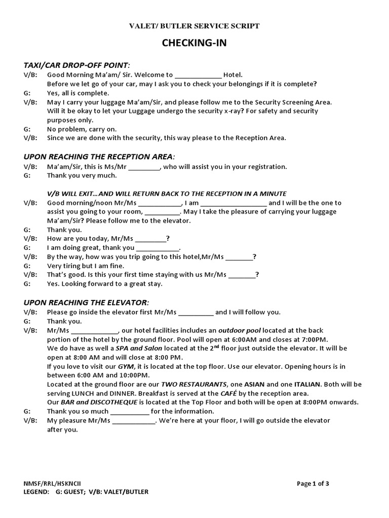 Valet and Butler Service SCRIPT | PDF | Toilet