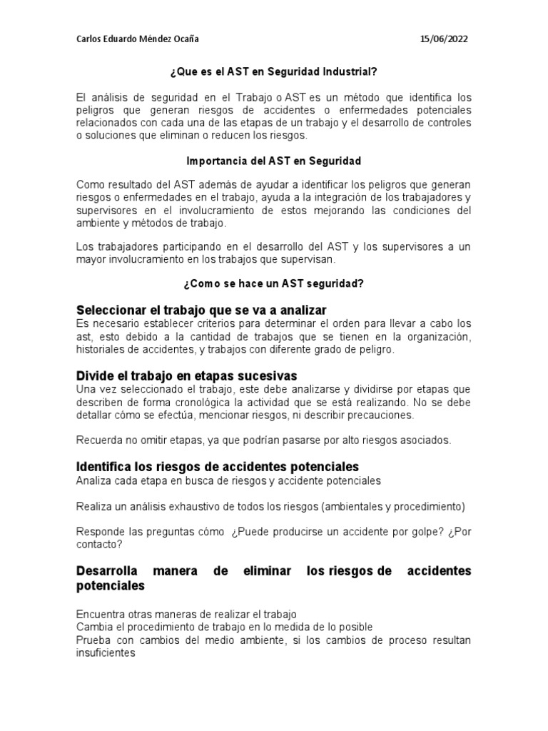 Que Es El AST en Seguridad Industrial | PDF | Business
