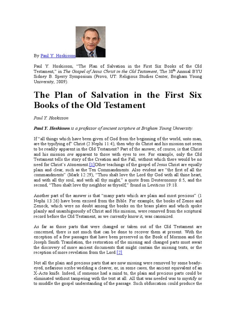 The Plan of Salvation in The First Six Books of The Old Testament | PDF ...