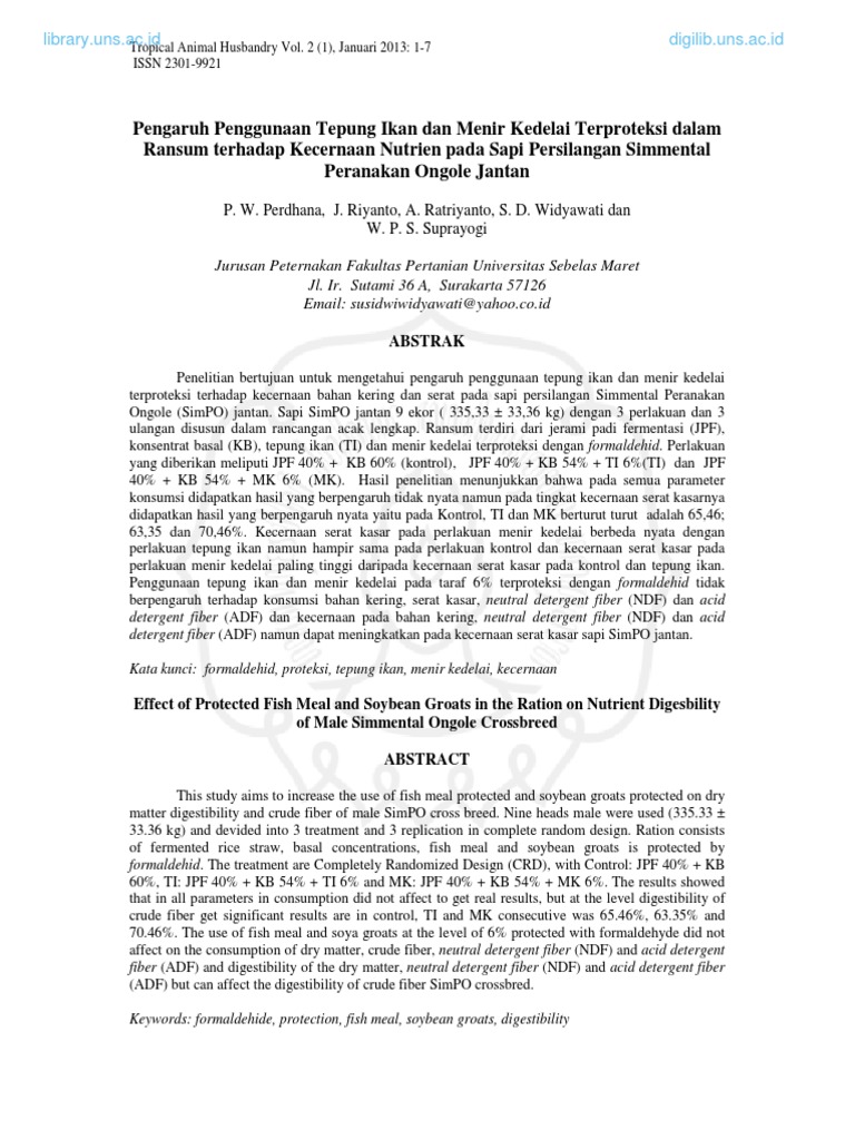 Proteksi Tepung Ikan & Menir Kedelai pada Sapi SimPO | PDF | Kesehatan ...