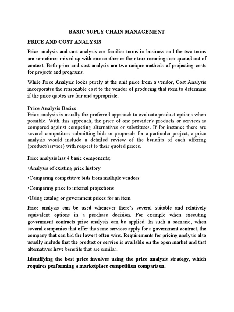 PRICE and COST ANALYSIS CLASS | PDF | Prices | Cost–Benefit Analysis