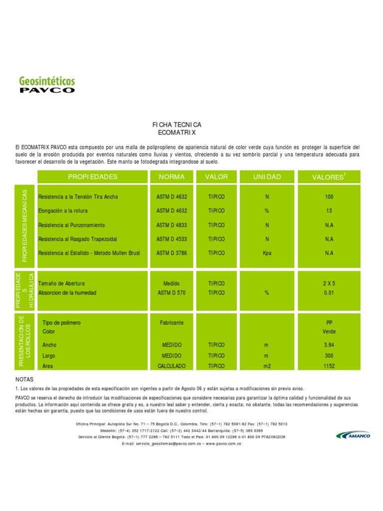 Ficha Técnica Ecomatrix Pavco | PDF