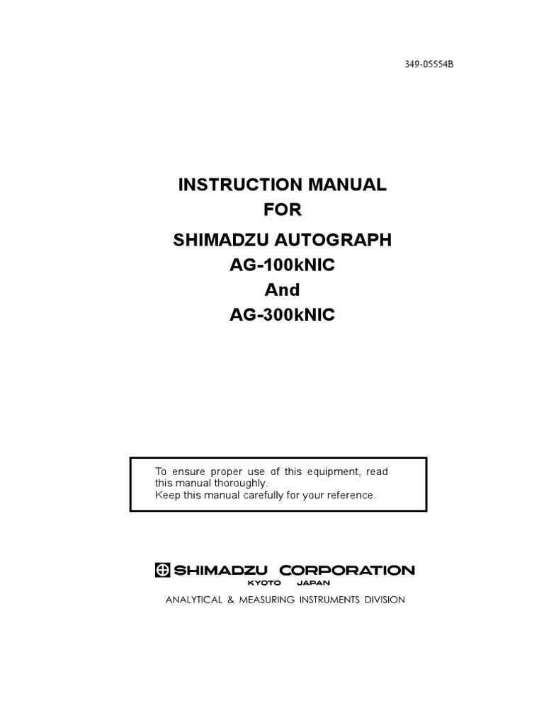 Shimadzu AG-IC 100 KN and 300 KN Instruction Manual - 349-05554B | PDF ...