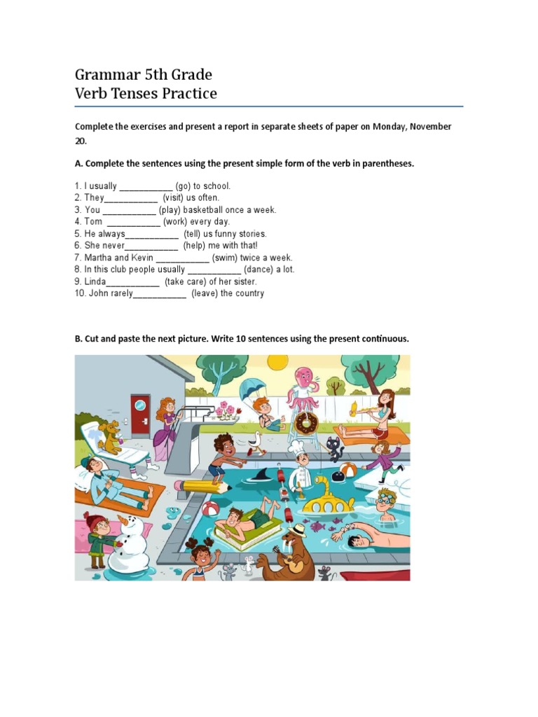Grammar 5th Grade Verb Tenses Practice | PDF | Grammar | Cognitive Science