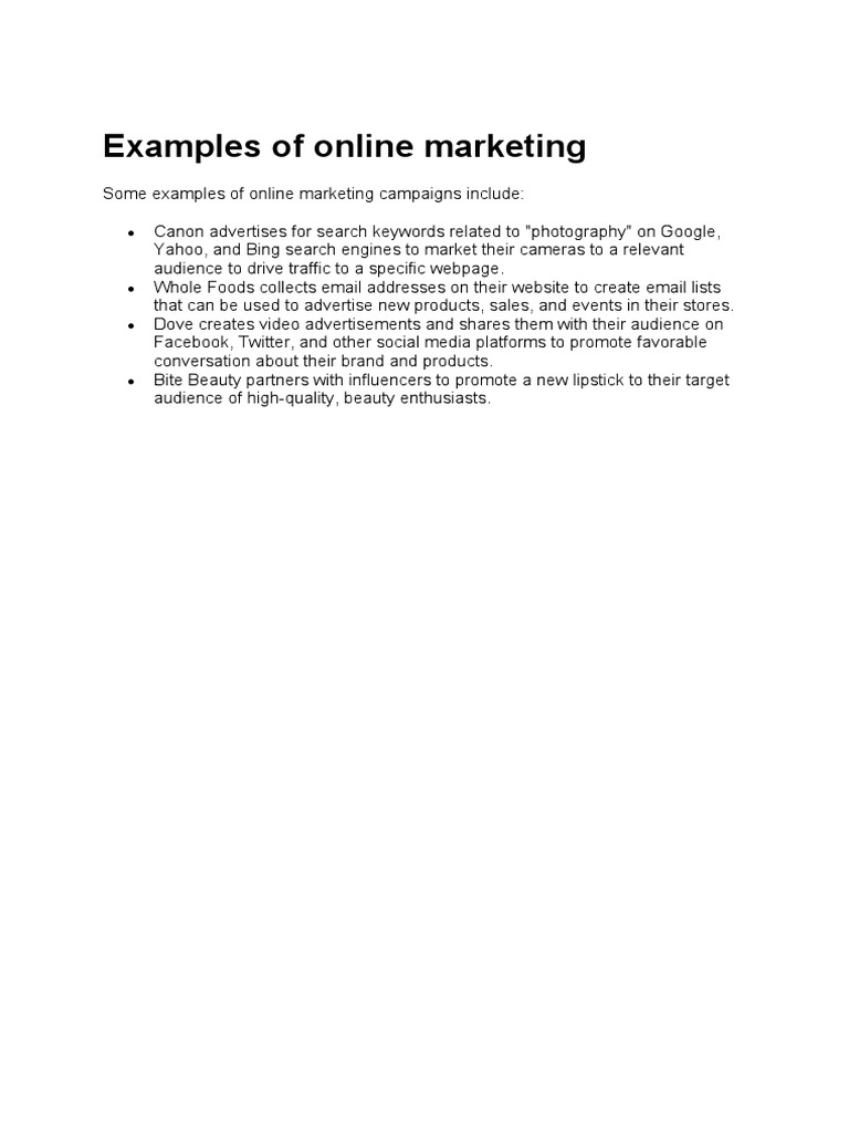 Examples of Online Marketing | PDF | Social Science | Computers