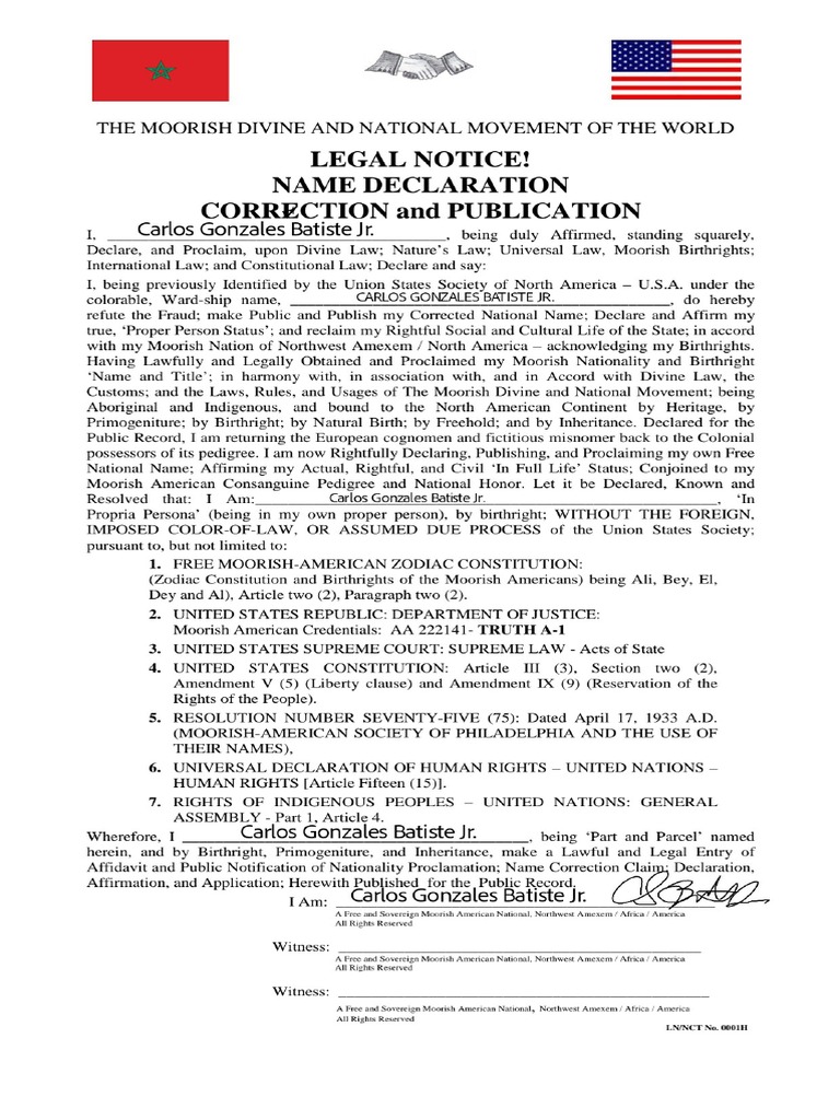 Moorish Name Change | PDF