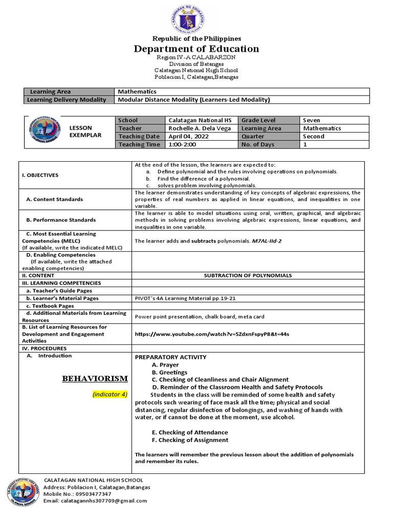 Department of Education: Republic of The Philippines | PDF | Learning ...