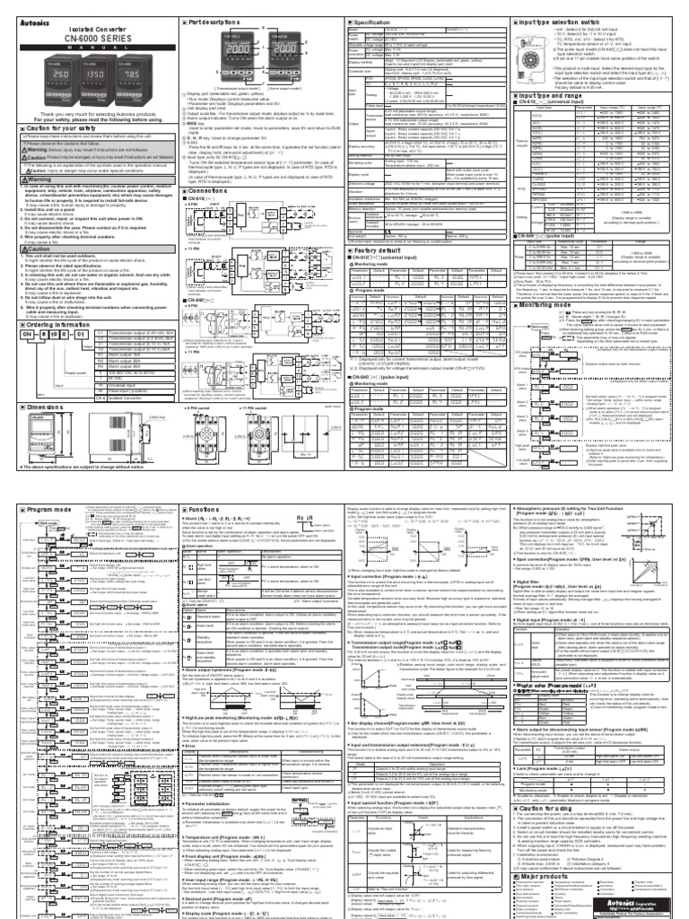 CN-6000 SERIES: Isolated Converter Part Descriptions Input Type ...