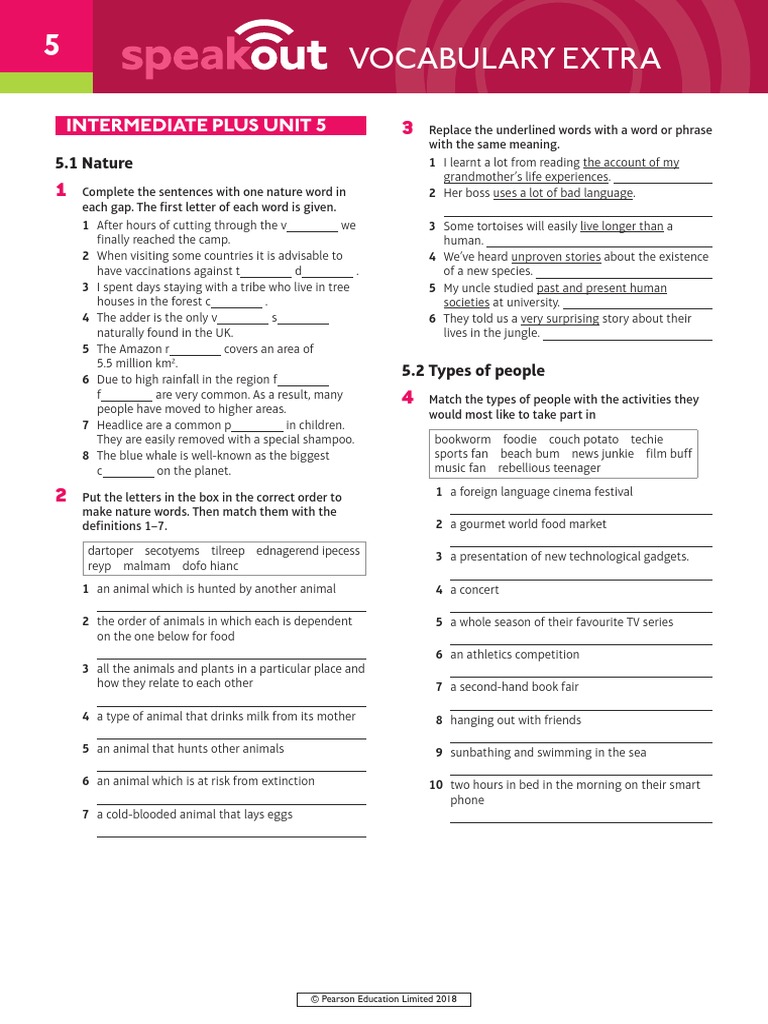 Speakout Vocabulary Extra Intermediate Plus Unit 5 | PDF