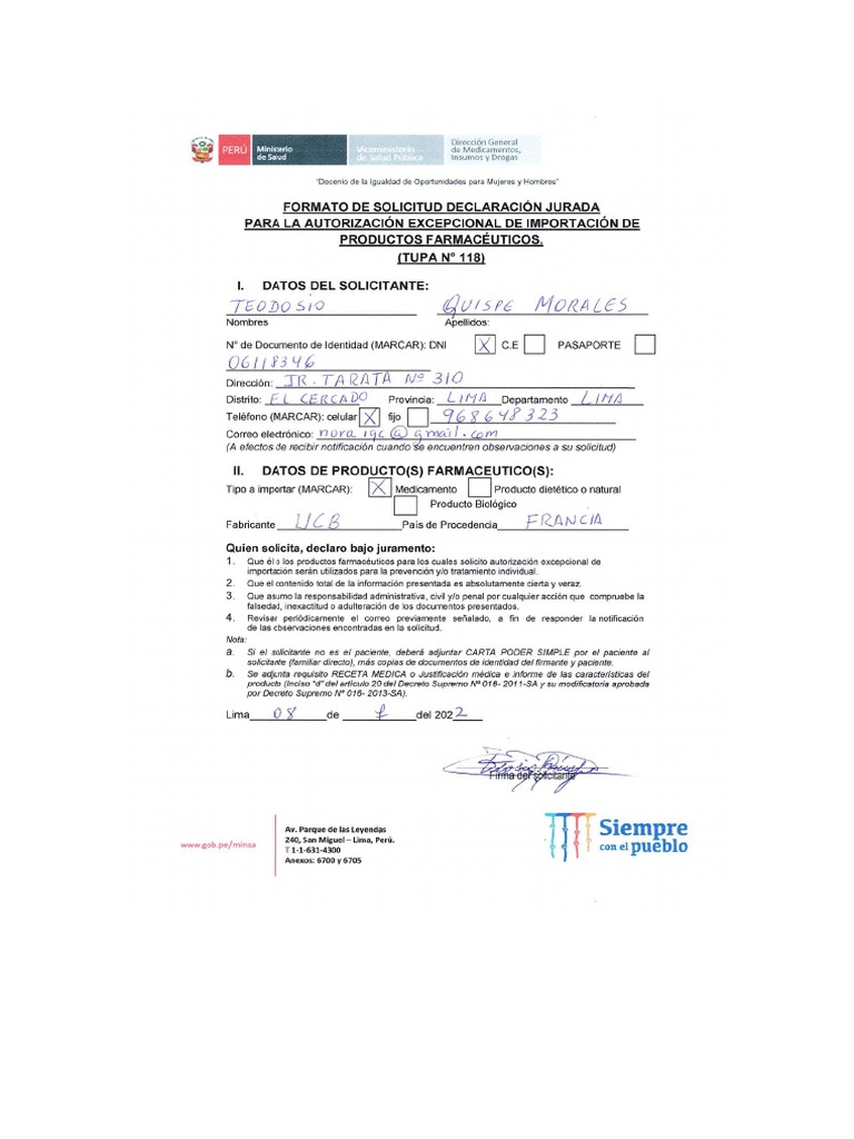 Solicitud DIGEMID | PDF