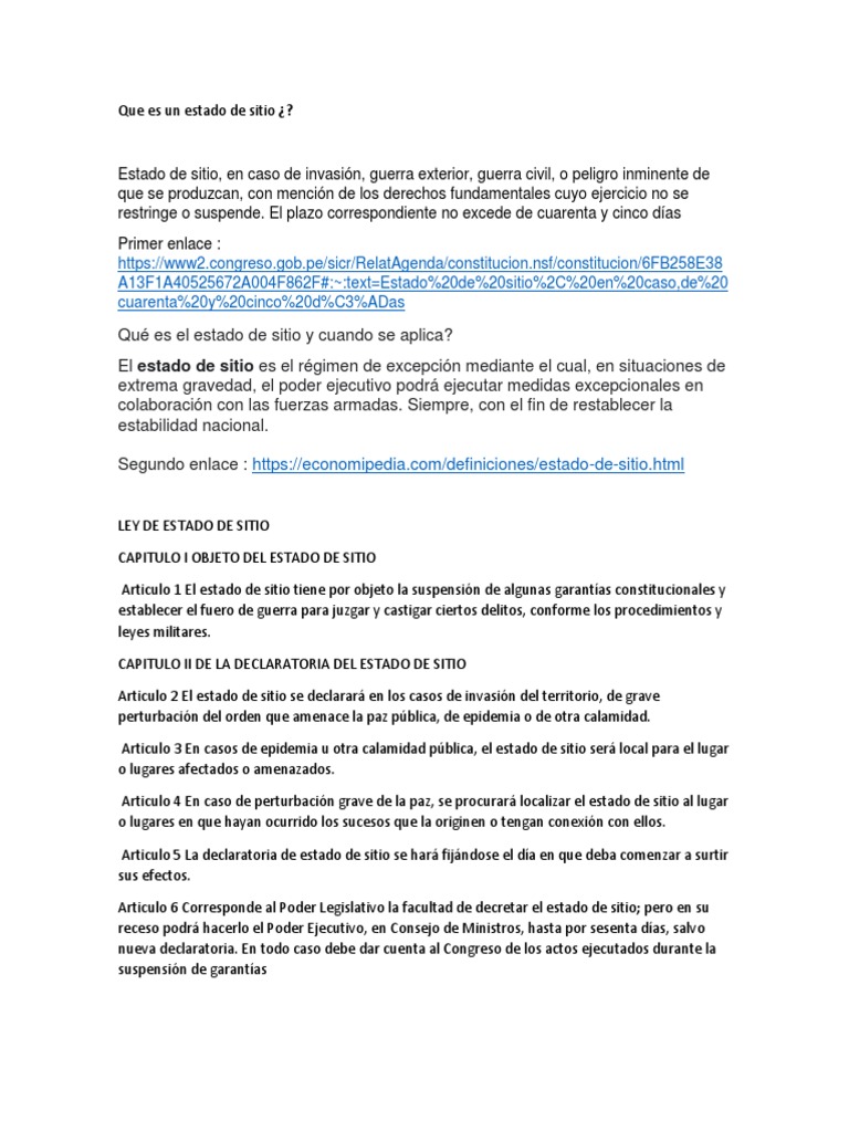 Que Es Un Estado de Sitio | PDF | Derecho Constitucional | Estado ...