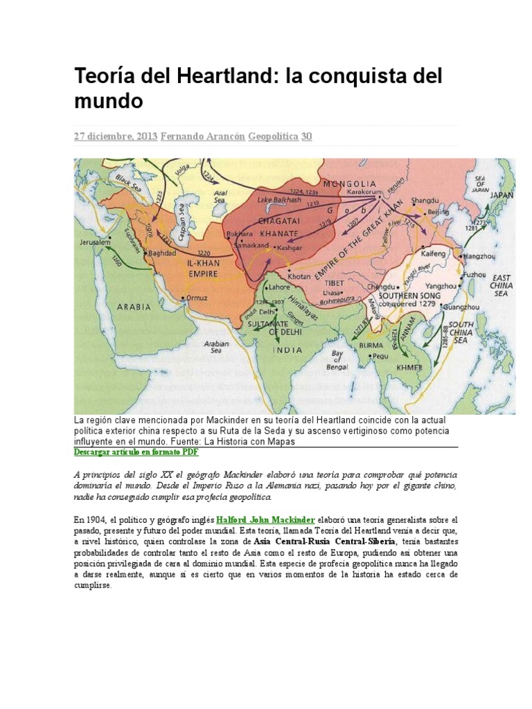 La teoría del Heartland de Mackinder y su relación con el ascenso de ...