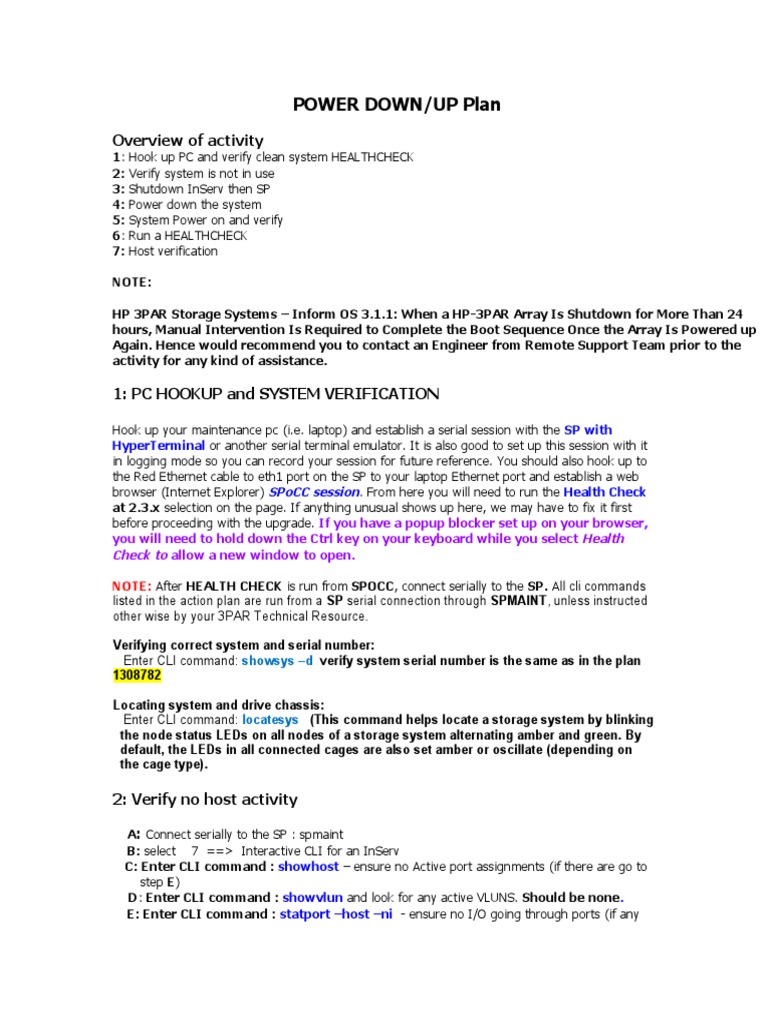3par-Power Down Up Procedure | PDF | Command Line Interface | Laptop