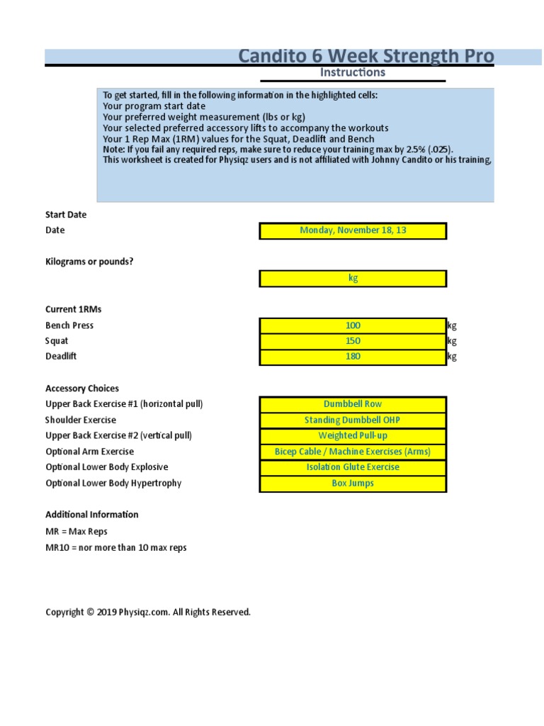 Candito 6 Week Program 1 | Download Free PDF | Recreation | Hobbies