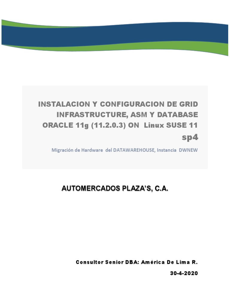 Manual Instalacion ASM Oracle11g LINUX SUSE | PDF | Servidor (Computación) | Apoyo