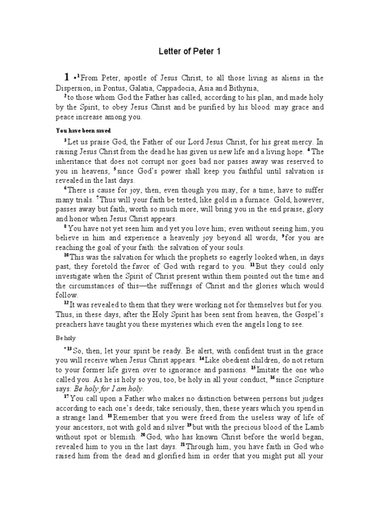 Letter of Peter 1: You Have Been Saved | PDF | Jesus | Glory (Religion)