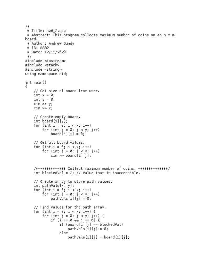 Max Coin Collection Algorithm | PDF | Applied Mathematics | Computer ...