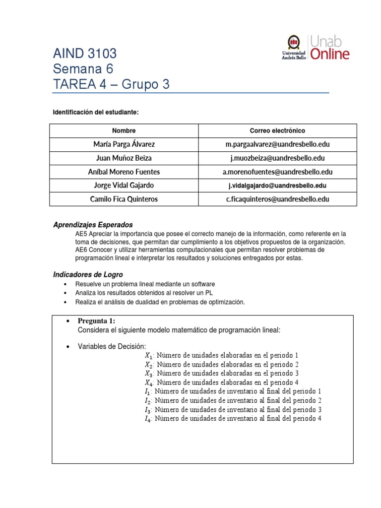 Aind3103 s6 Grupo-3 | PDF | Programación lineal | Inventario