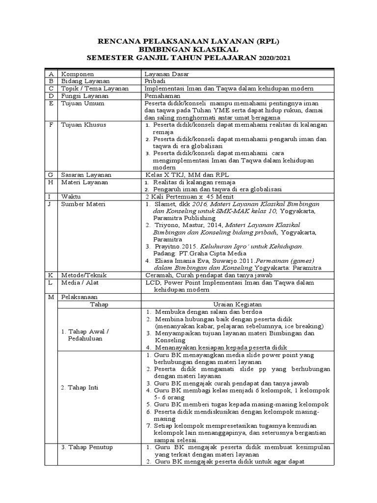 RPL Implementasi Iman Dan Taqwa Di Kehidupan Modern (Ganjil) | PDF | Sains & Matematika